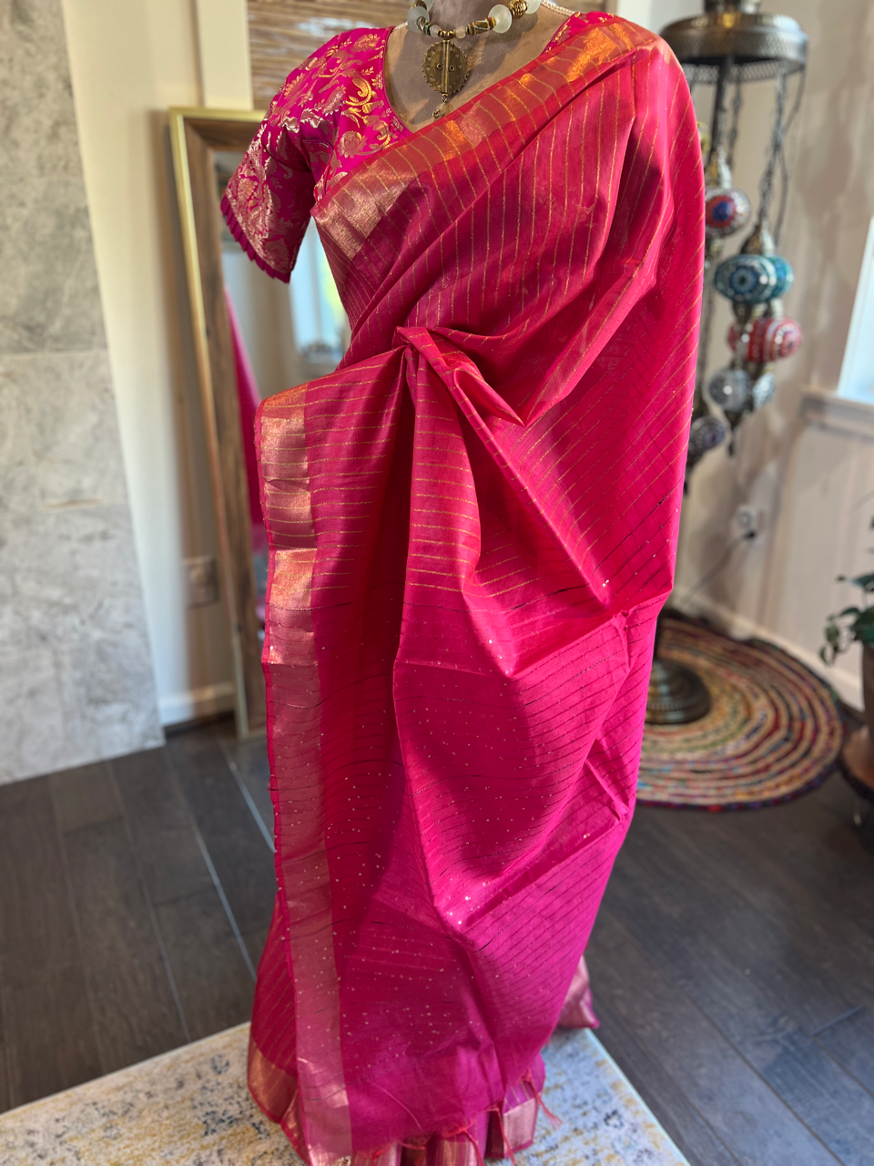 Rani Pink Tussar Silk Saree – House Of Laali | Shop Sarees & Handmade ...